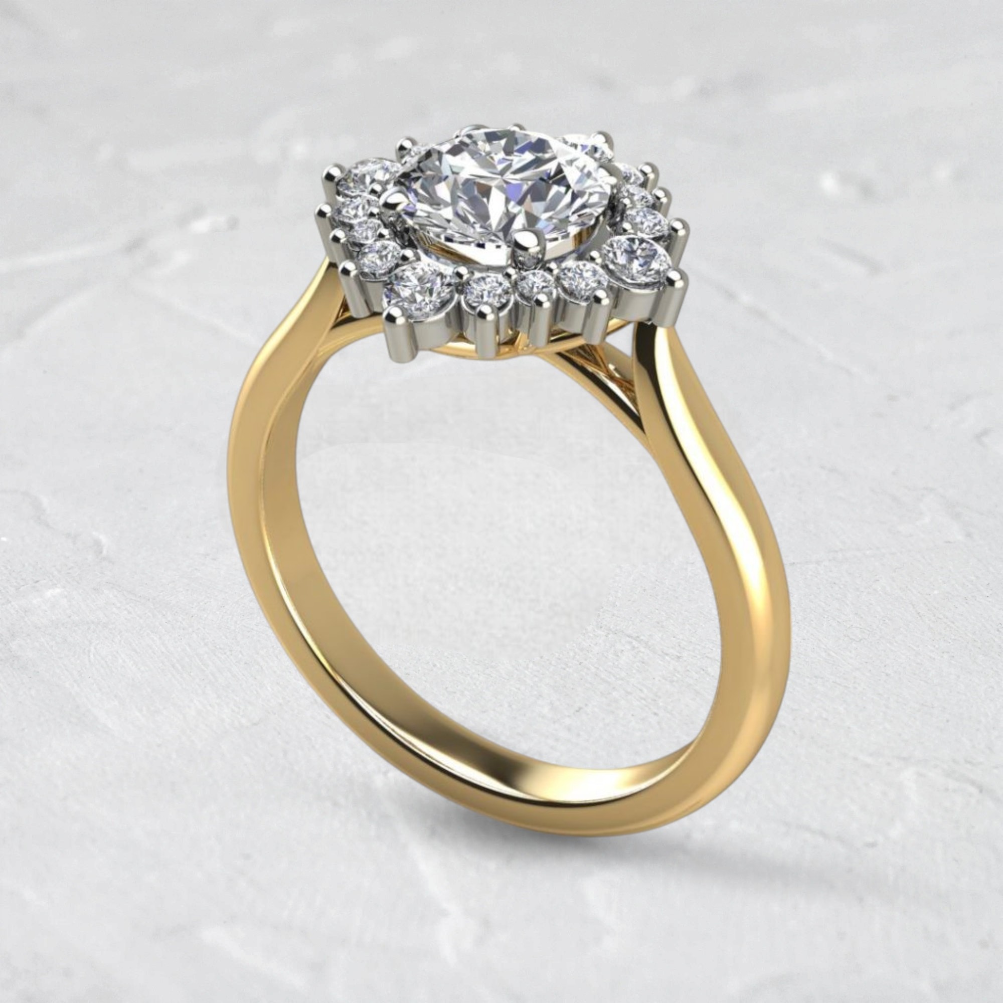 Round Cut Graduated Halo Lab Created Diamond Ring