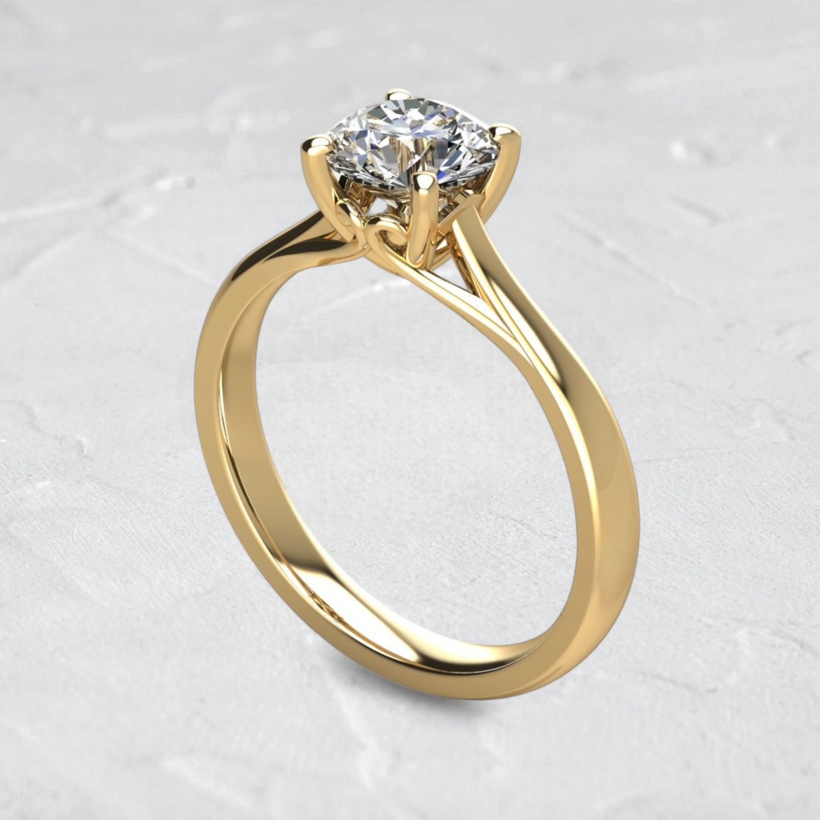 Solitaire Curly Prong Round Cut Moissanite Engagement