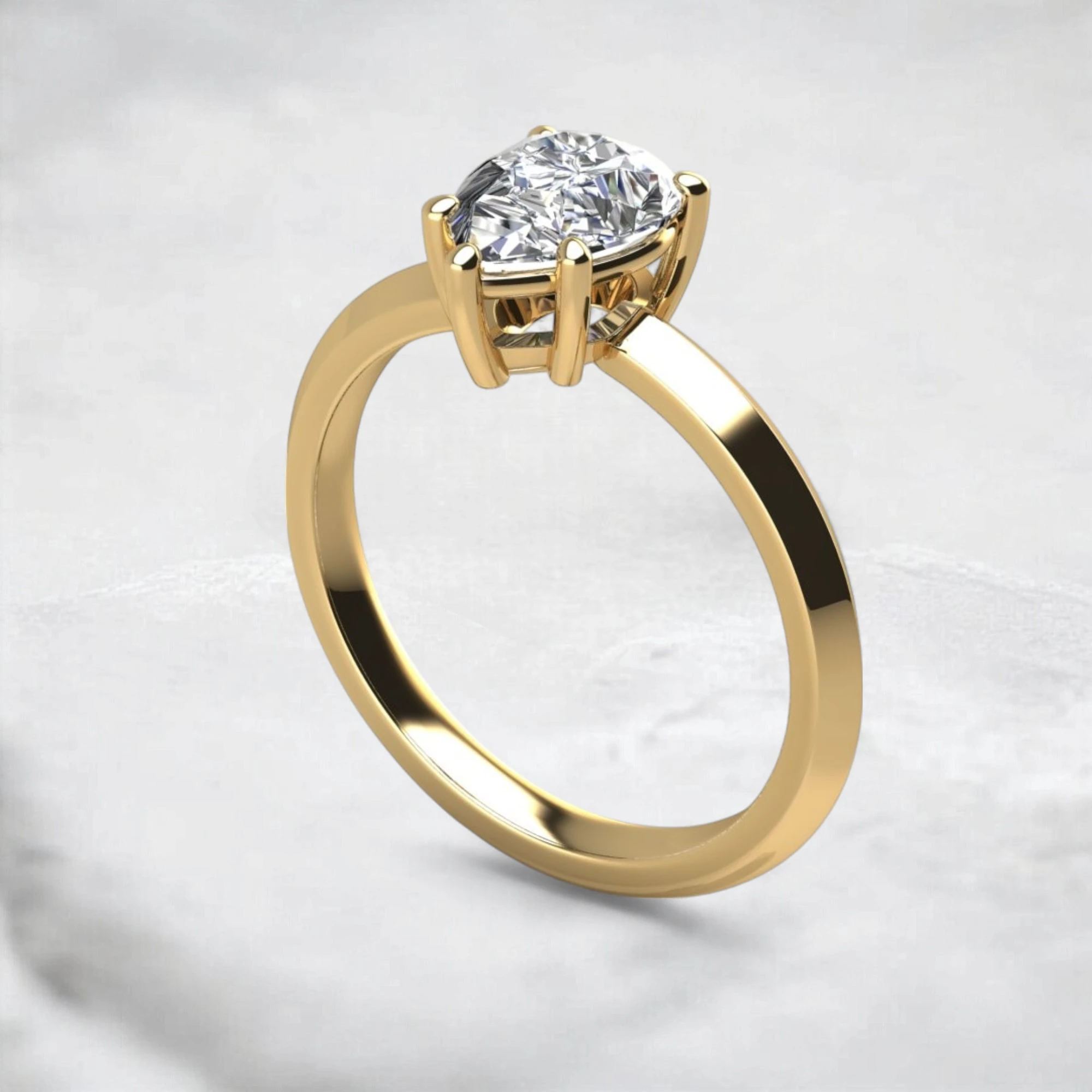 Solitaire Pear Cut Moissanite Sharp Edge Engagement Ring